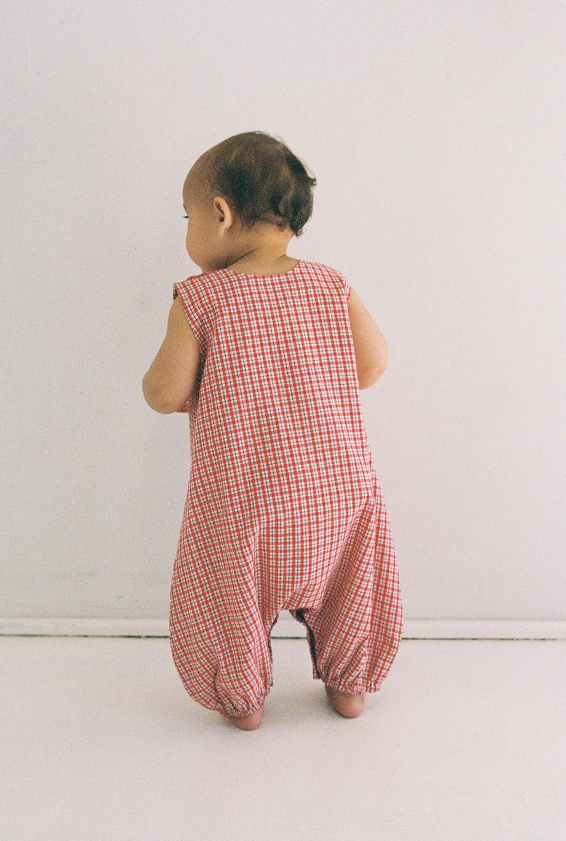 Avery Romper - Red Check - Juni – Chasing The Sun Store