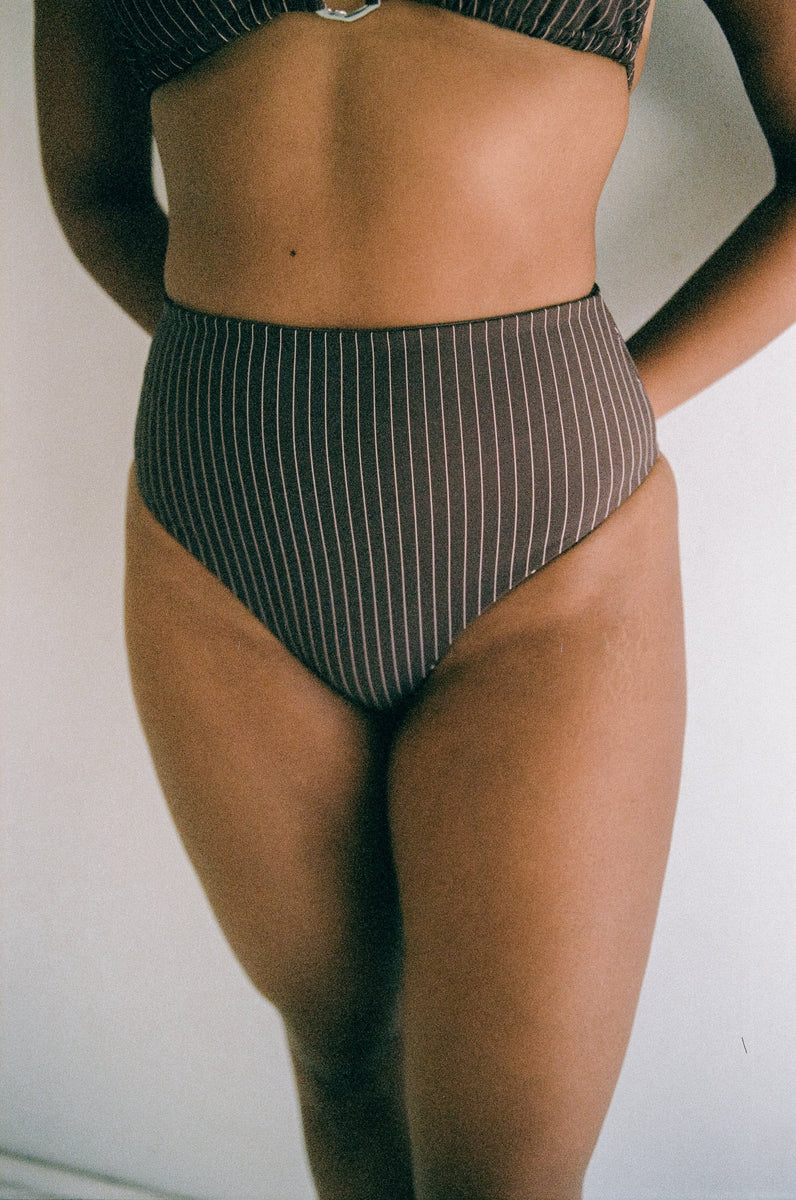 Jane Reversible Bottom - Cocoa Polka/Pinstripe- Juni – Chasing The Sun Store