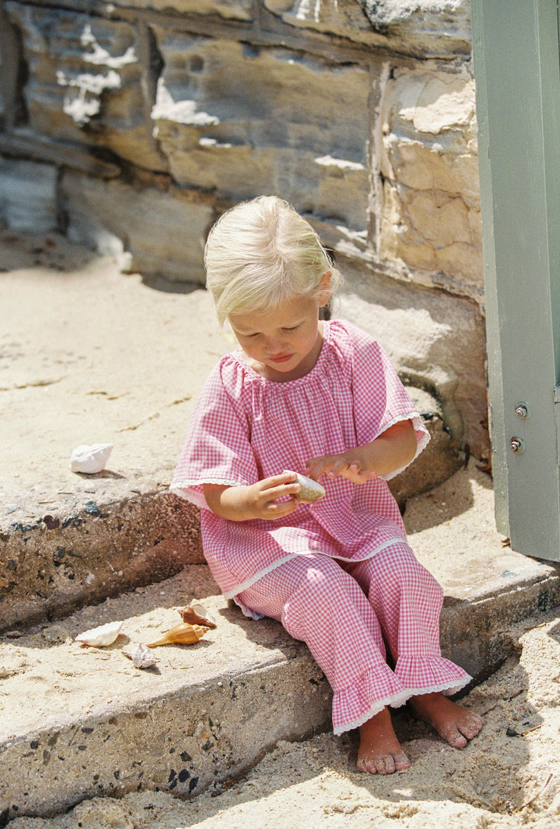 Dora Pant - Strawberry Gingham- Juni PREORDER – Chasing The Sun Store