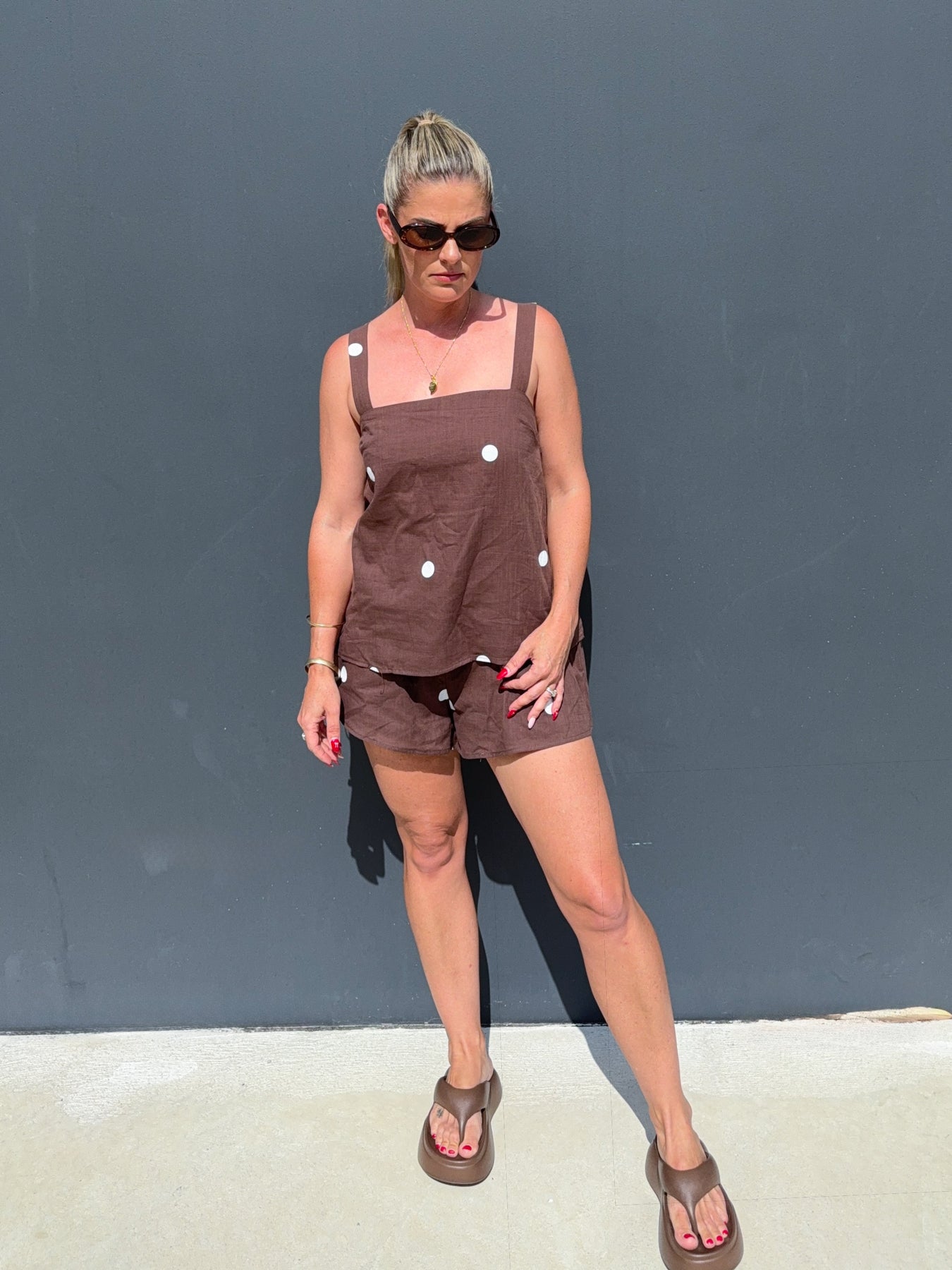 Polka Dot top and short set -By Frankie – Chasing The Sun Store