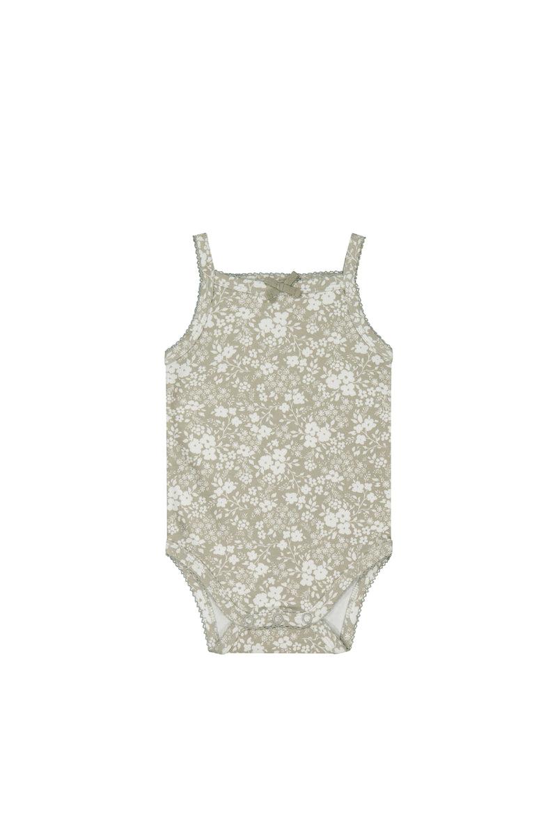 Organic Cotton Bridget Singlet Bodysuit - Pansy Floral Mist -Jamie Kay ...